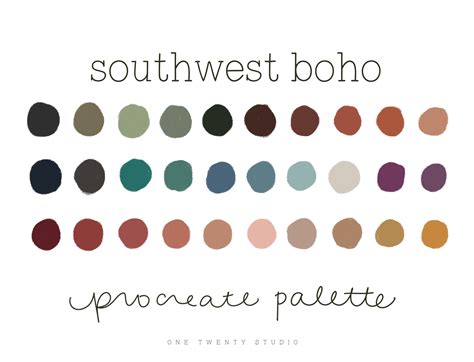 Southwest Boho Procreate Color Palette Procreate Palette Procreate Digital Color Palette