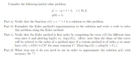 solved consider the following initial value problem y y