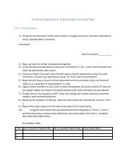 Kinetics Experiment Data Analysis And Post Lab Pdf Kinetics Experiment Data Analysis And Post