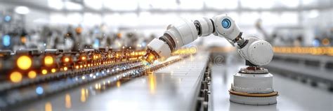 Industrial Robot Arm Working With Precision On Line Stock Illustration