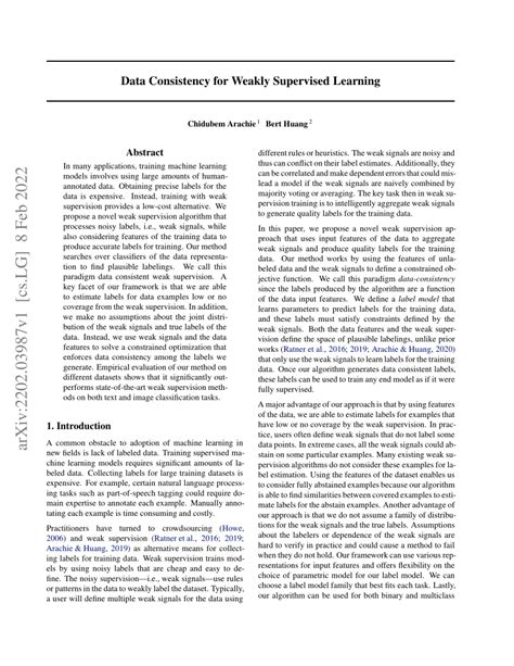 PDF Data Consistency For Weakly Supervised Learning