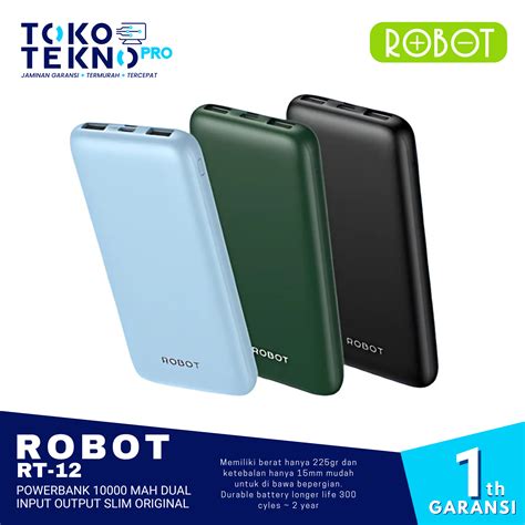 Robot Rt12 Rt 12 Powerbank 10000 Mah Dual Input Output Slim Original