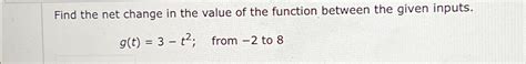 Solved Find The Net Change In The Value Of The Function Chegg Com