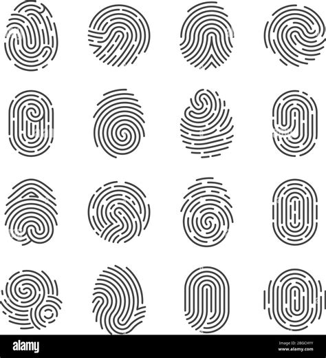 Fingerprint Detailed Icons Police Scanner Thumb Vector Symbols Identity Person Security Id
