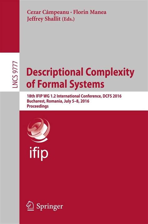 Descriptional Complexity Of Formal Systems Ebook 9783319411149