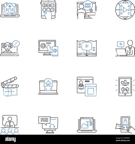 Graphic Arts Line Icons Collection Typography Design Color