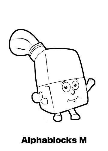 Alphablocks M Feliz Para Colorear Imprimir E Dibujar Coloringonlycom