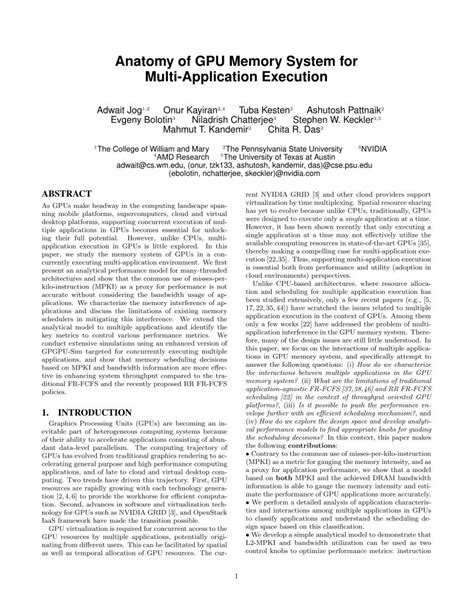 Pdf Anatomy Of Gpu Memory System For Multi Application Execution · As