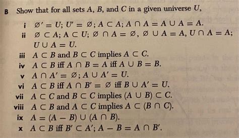 Solved B Show That For All Sets A B And C In A Given Chegg Com