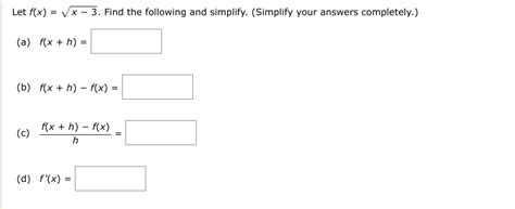 Solved Let F X X Find The Following And Simplify Chegg