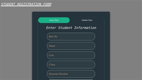 Simple Student Registration Form Html Css Only