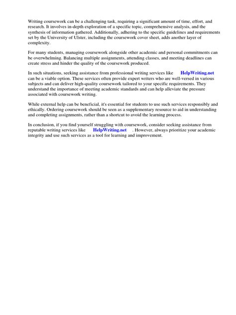 Coursework Cover Sheet University Of Ulster Pdf Thesis Libraries