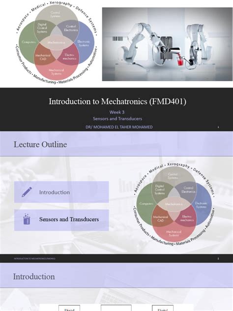 Introduction To Mechatronics Fmd401 Week 3 Pdf Pressure Measurement Sensor