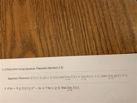 Solved 13 Find Limit Using Squeeze Theorem Section 23