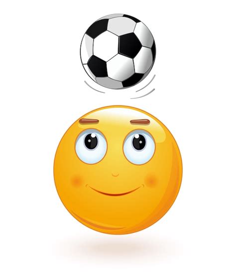 Cara De Emoticon Golpeando Una Pelota De Fútbol En La Cabeza Vector Premium