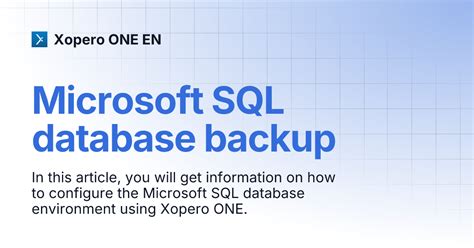 Microsoft Sql Database Backup Xopero One En