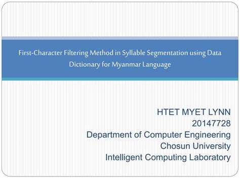 First Character Filtering Method In Syllable Segmentation Using Data