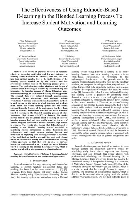 Pdf The Effectiveness Of Using Edmodo Based E Learning In The Blended Learning Process To