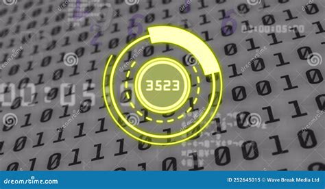 Animation Of Yellow Circle With Numbers Over Binary Code Stock Video Video Of Futuristic