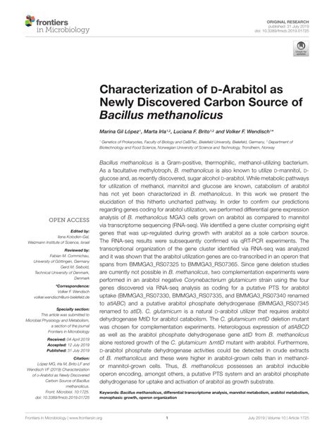 Pdf Characterization Of D Arabitol As Newly Discovered Carbon Source