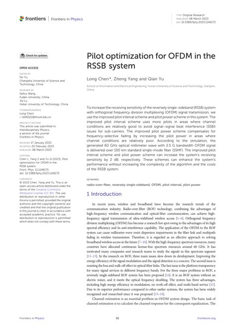 Pdf Pilot Optimization For Ofdm In The Rssb System