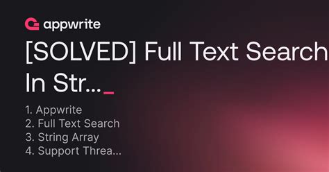 Solved Full Text Search In String Array Threads Appwrite