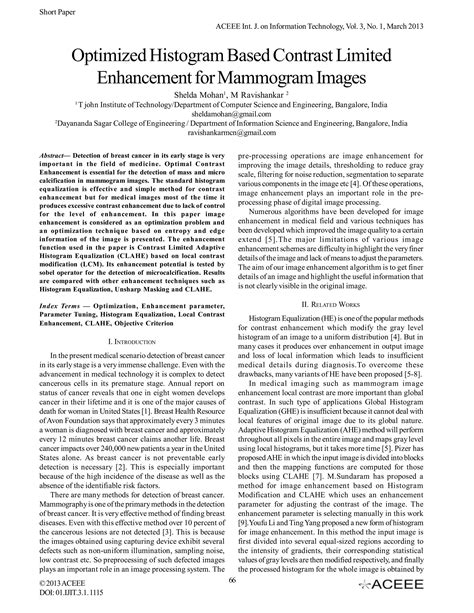 optimized histogram based contrast limited enhancement for mammogram