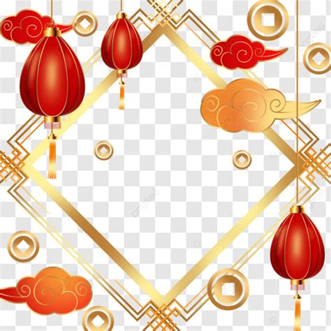 뱀의 봄 축제 해 황금 그라데이션 랜턴 테두리 봄 축제 칸델라 샹윈 Png 일러스트 및 Psd 이미지 무료 다운로드 Pngtree