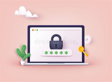 Personal Data Security Laptop Screen With Lock Stock Vector Illustration Of Cyber Compliance