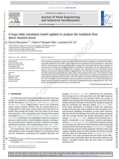 Pdf A Large Eddy Simulation Model Applied To Analyze The Turbulent
