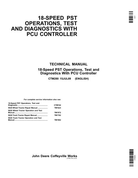 John Deere 18 Speed Pst With Psu Controller Component Technical Manual Ctm280