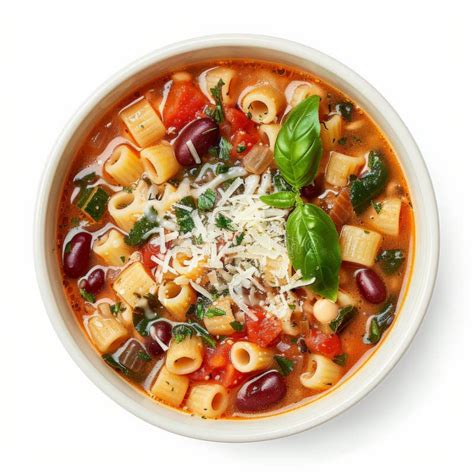A Bowl Of Italian Minestrone Soup Hearty Vegetable Soup With Beans