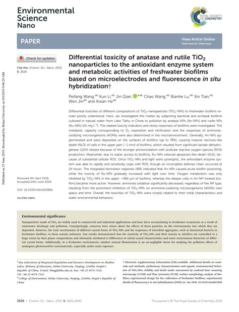 Pdf Differential Toxicity Of Anatase And Rutile Tio2 Nanoparticles To The Antioxidant Enzyme
