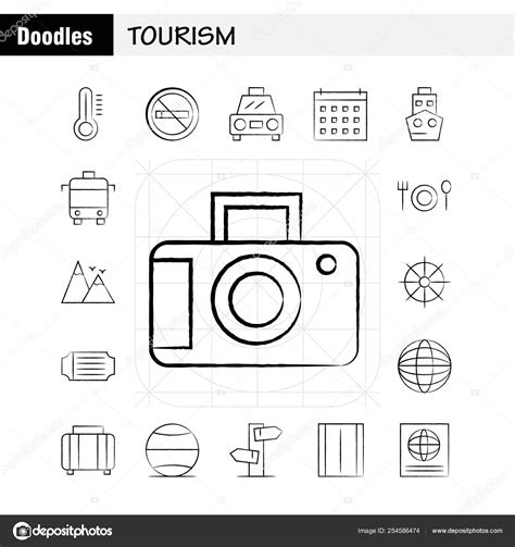 Tourism Hand Drawn Icon Pack For Designers And Developers Icons Stock