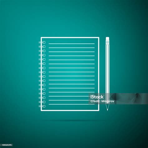 빈 노트와 연필 지우개 아이콘 녹색 배경에 고립 평면 디자인입니다 벡터 일러스트 레이 션 0명에 대한 스톡 벡터 아트 및 기타 이미지 0명 개념 고정됨 Istock