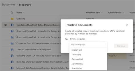 Using Sharepoint Translation To Translate Office Documents