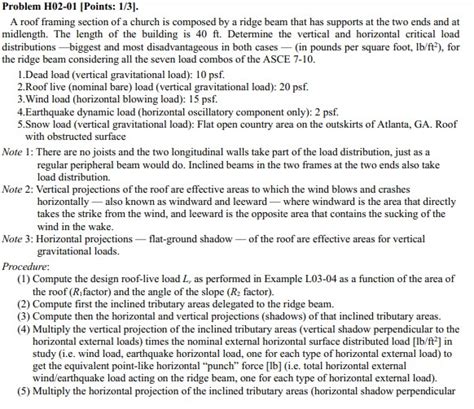 Solved Problem H02 01 Points 13 A Roof Framing Section