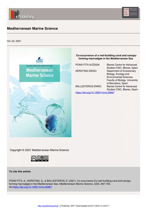Pdf Co Occurrence Of A Reef Building Coral And Canopy Forming