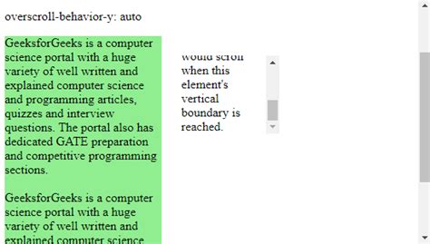 CSS Overscroll Behavior Y Property GeeksforGeeks