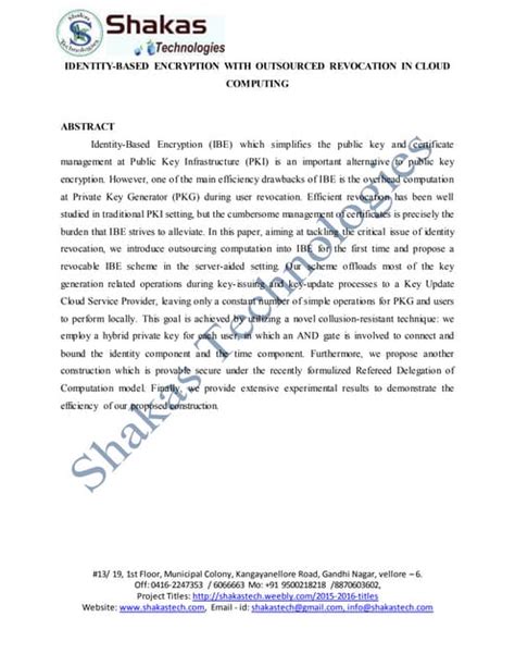 identity based encryption with outsourced revocation in cloud computing