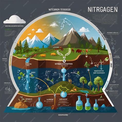 Nitrogen Cycle Labeled Educational Natural Chemical Scheme Graphic With Human And Natural