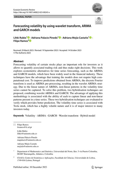 pdf forecasting volatility by using wavelet transform arima and