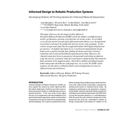 Pdf Materially Informed Design To Robotic Production A Robotic 3d Printing System For