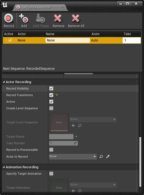 Sequence Recorder | Unreal Engine Documentation