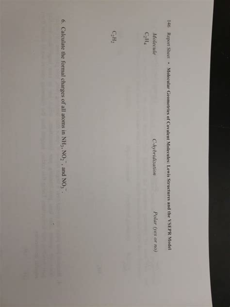 Solved 146 Report Sheet Molecular Geometries Of Covalent