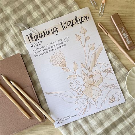 Thriving Teacher Reset Workbook Digital Download House Of Humanities