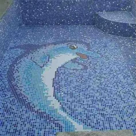 Glass Mosaic Tiles Mural For Swimming Pool Making And Installation At