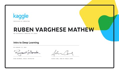 Ruben Varghese Mathew Completed The Intro To Deep Learning Course On