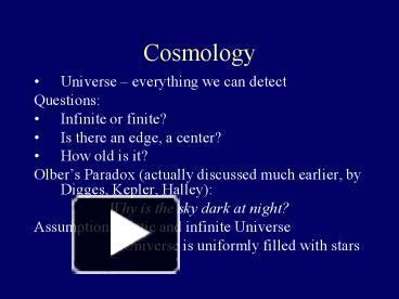 PPT Cosmology PowerPoint Presentation Free To View Id A ODMzM