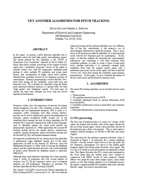 yet another algorithm for pitch tracking pdf speech recognition